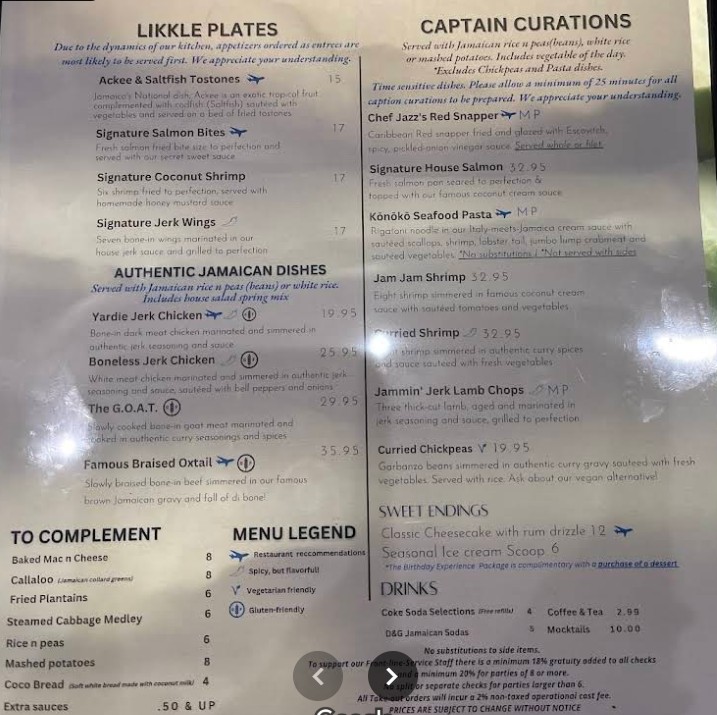 Konoko Jamaican Restaurant Menu | Now in White Marsh, MD
